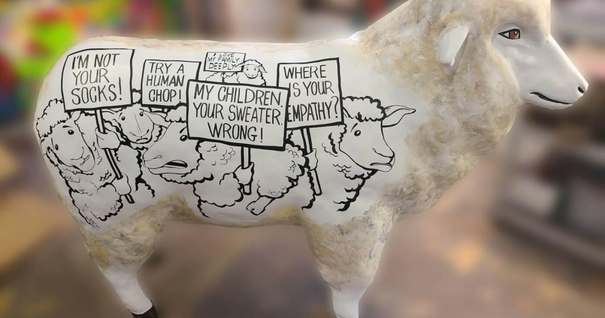 PETA & Protesters Collide at Sheep Unveiling