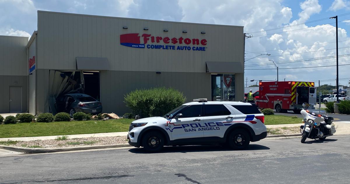 2 Taken to Hospital After Car Crashes Through Firestone Building
