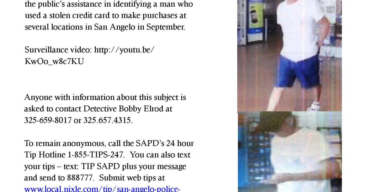 SAPD Seeks Assistance Identifying Credit Card Thief