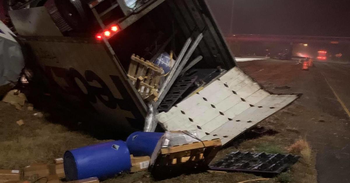FedEx Truck Rolls, Dumping Packages Across the Interstate