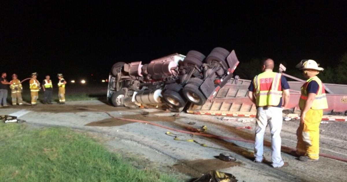 Semi Rolls in Crash, Closing U.S. 87 Northbound Tuesday Night