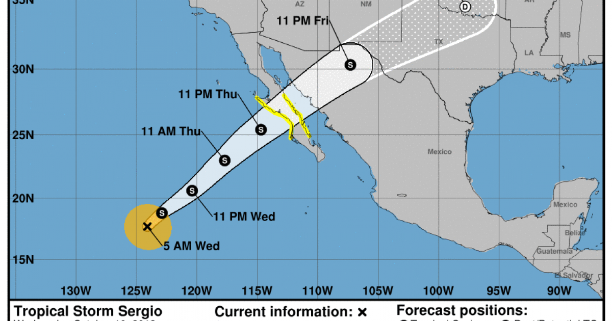 Tropical Cyclone Sergio Heading to West Texas This Weekend