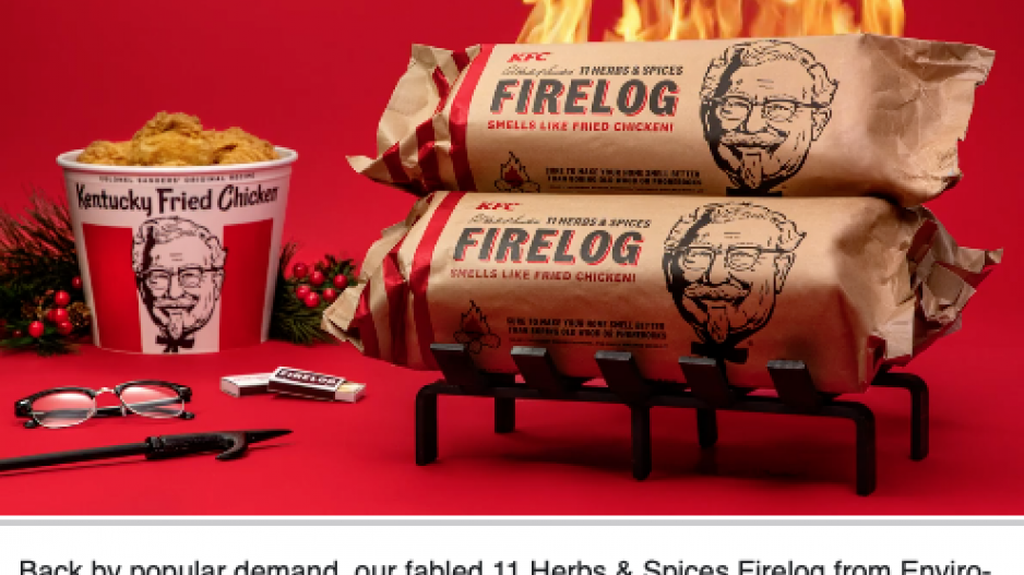 Need to Warm Up? Try KFC's Fried Chicken Scented Firelog