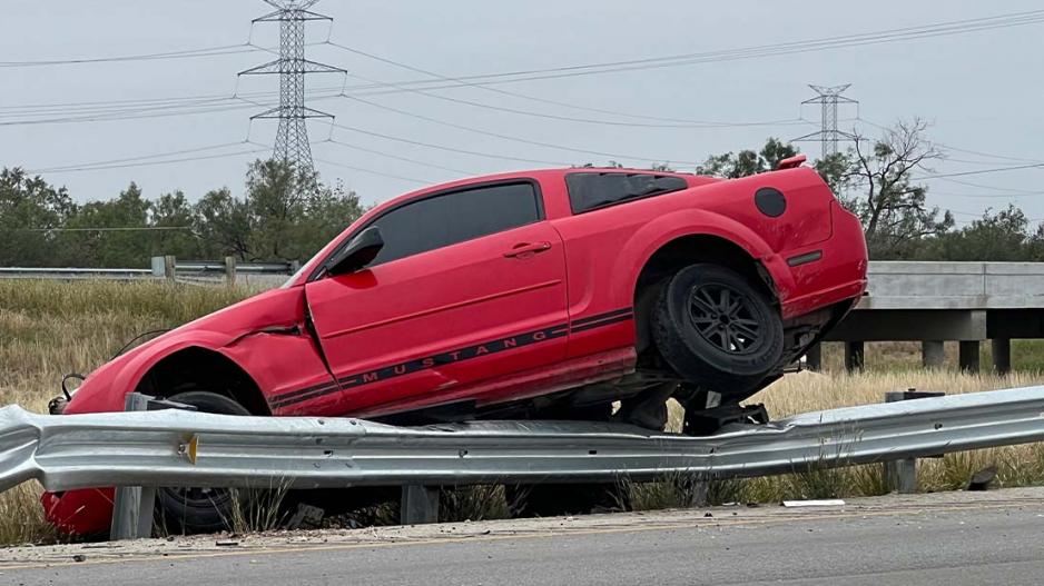 Watch: Driver Hospitalized After Crashing Mustang Into Guardrail
