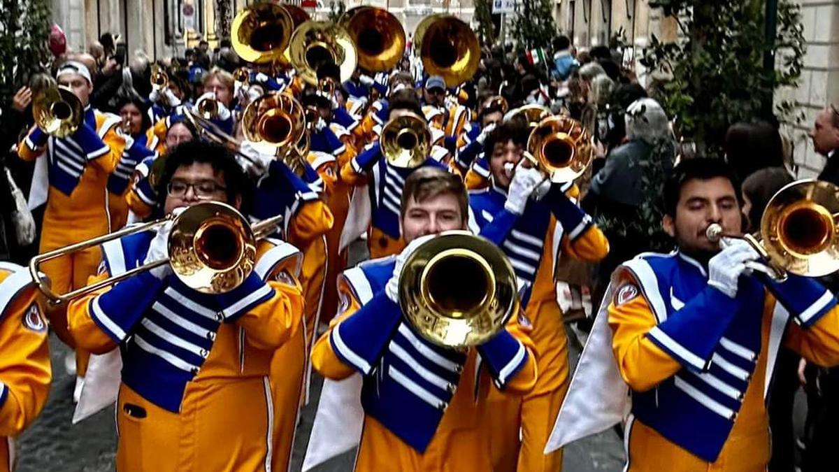 Angelo State Ram Band Marches Through Rome, Italy