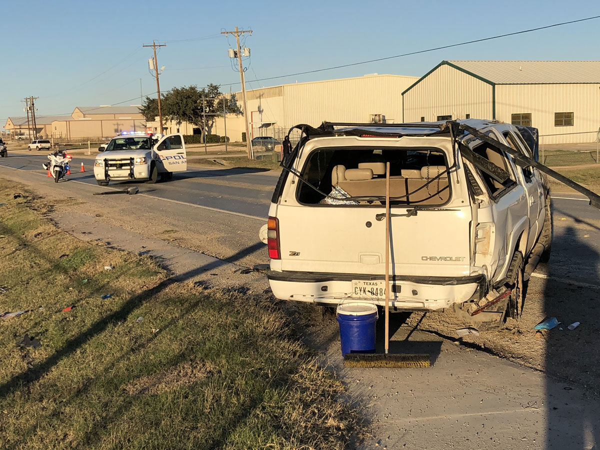 Suburban Rolls 2 or 3 Times in Crash that Closes Old Christoval Road