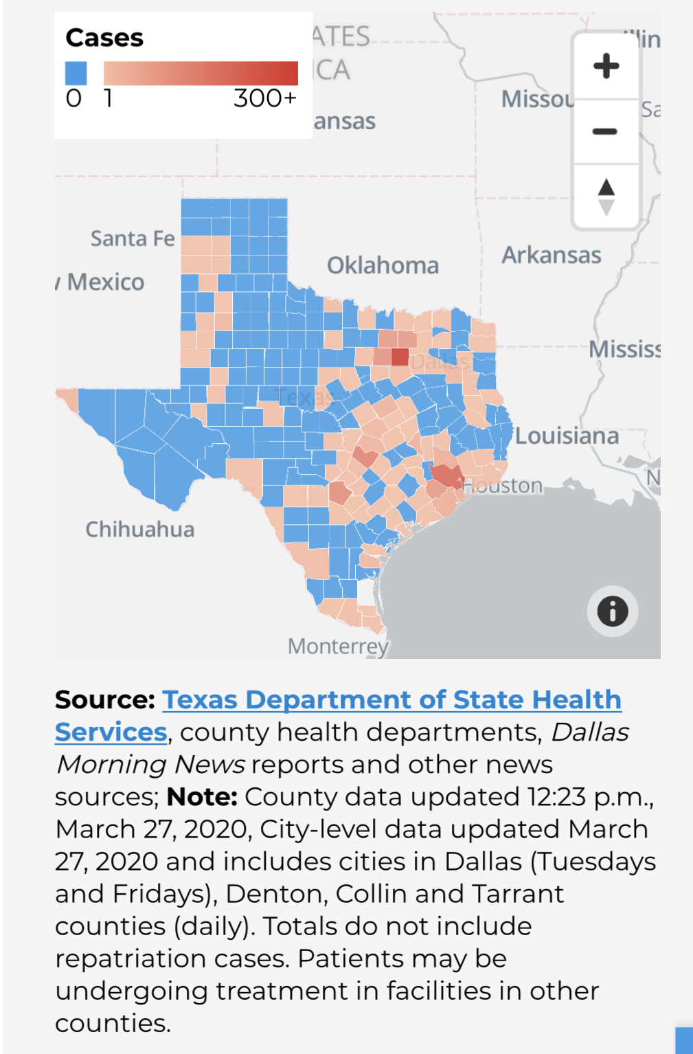 Coronavirus By the Numbers: Here's the Map of Cases in Texas Friday